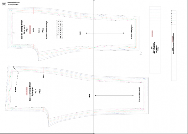 P05 S Broek met band voor en rek agter pdf patroon Standaard S-4XL (A4 ...